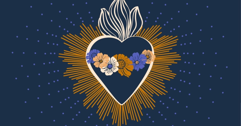 Blue Heart Ex-voto - Placement pattern vector Royalty-Free French Design
