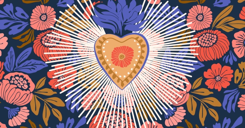 Ex-voto Pink Heart - Placement pattern vector Royalty-Free French Design
